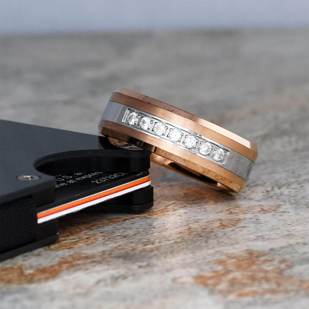 GAMA Rose Gold Tungsten Men's Wedding Band | Gaboni Jewelers