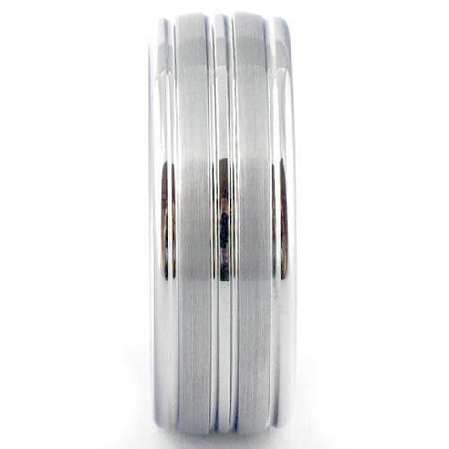 JAXEN Brushed White Tungsten Wedding Ring Striped – Gaboni Jewelers